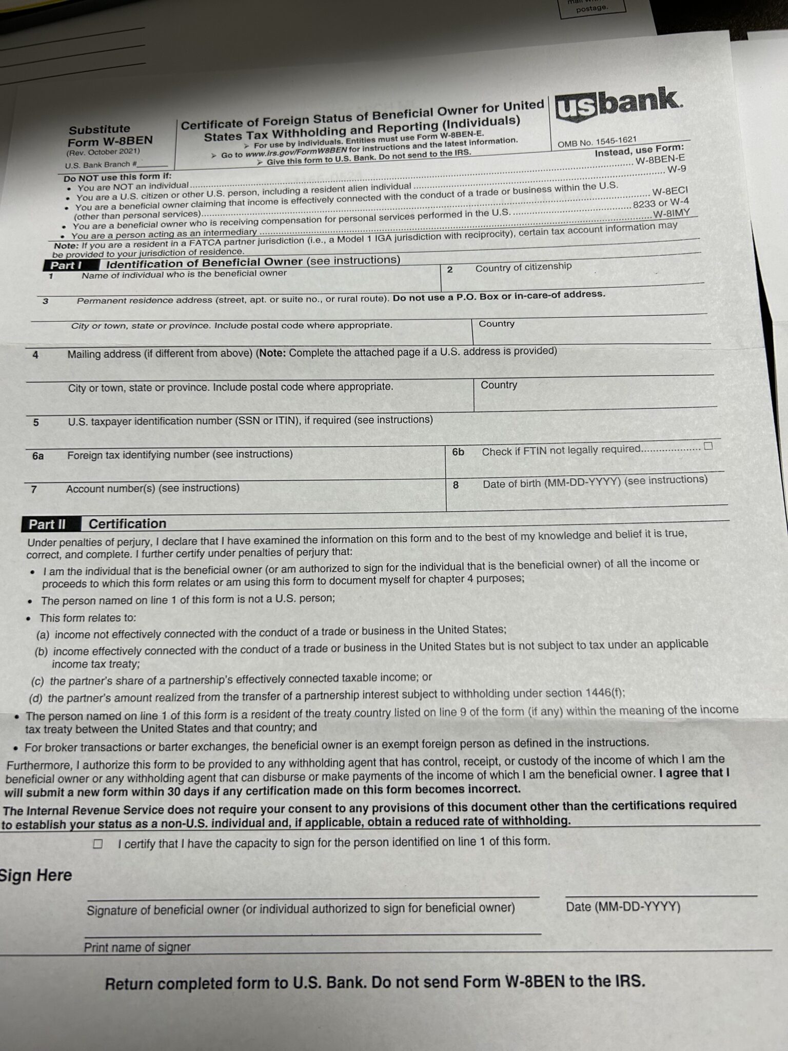 US BANKからW8-BENが届いたらどうするの？記入から返送までの流れ | 共働きサラリーマンJINジンの運用のすすめ！
